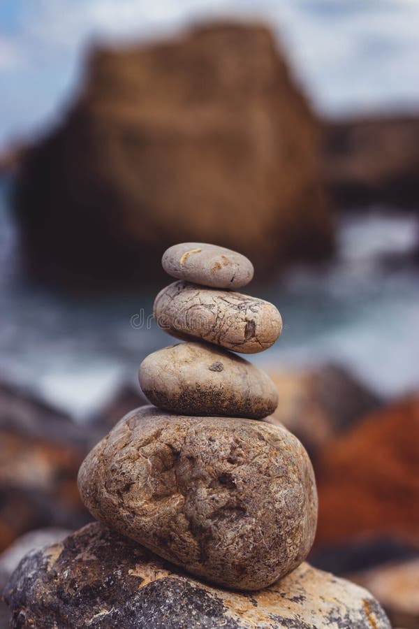 Shallow Focus Shot of a Stone Pile Near the Coast Stock Photo - Image ...