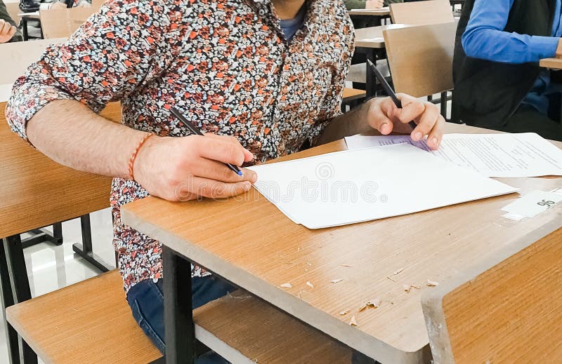 Shallow Focus of a Student Answering an Examination Stock Photo - Image ...