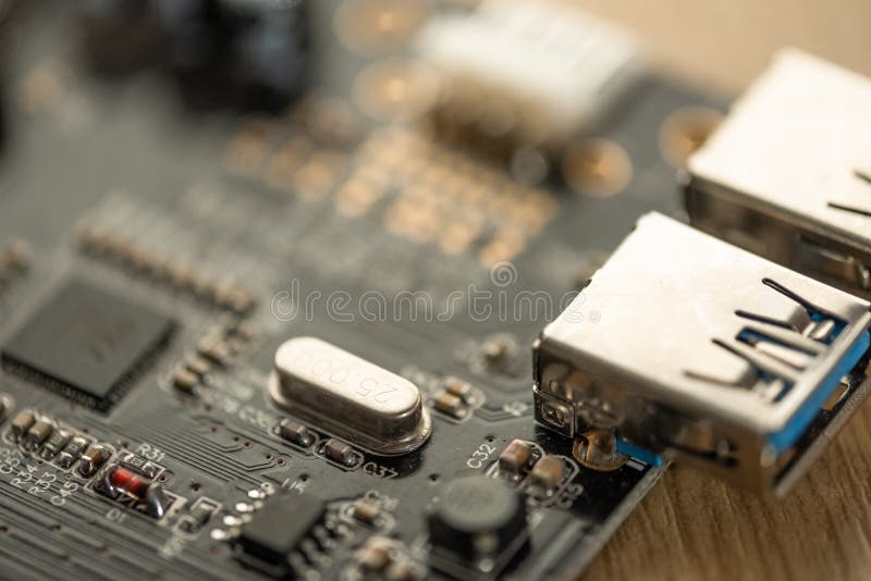 Shallow Focus of Surface Mount Components Seen on a USB3 Hardware PCB ...