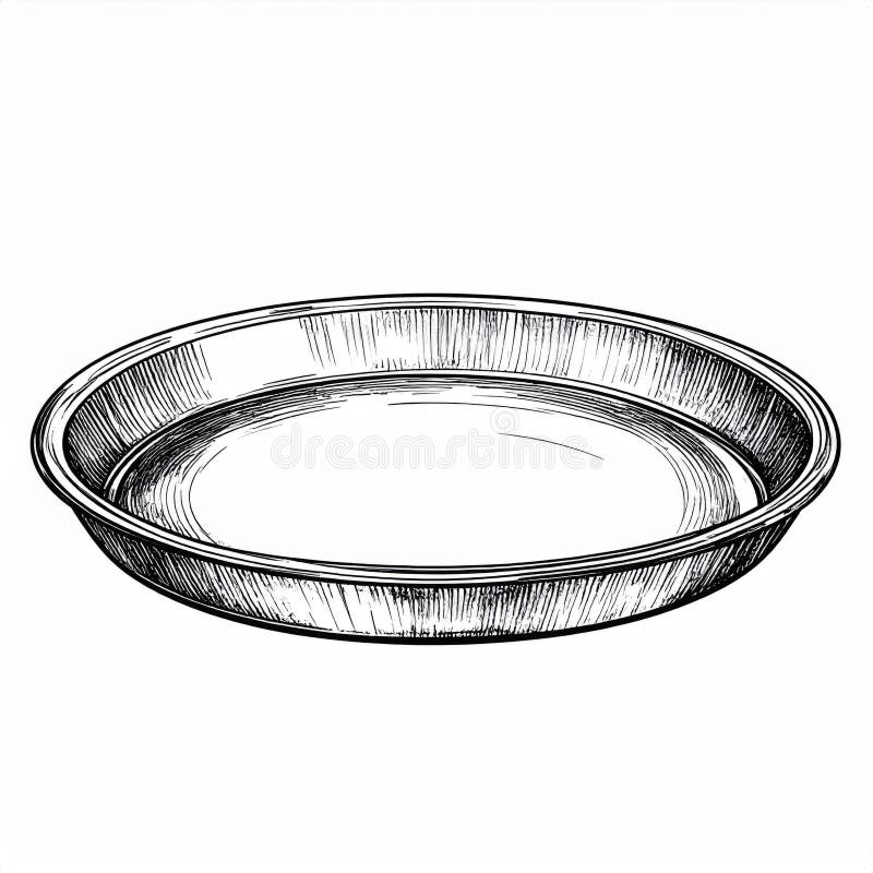 Shallow Round Metal Dish Line Art Illustration Stock Illustration ...