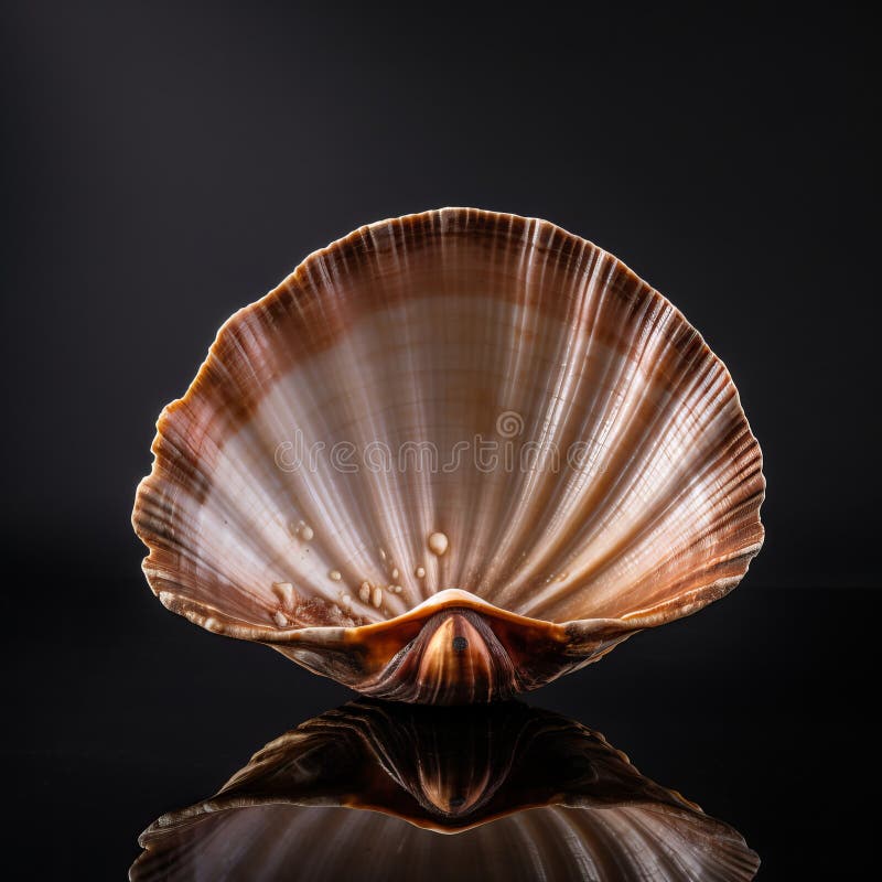 Shallow Seashell with Reflection on Black Surface Stock Illustration ...