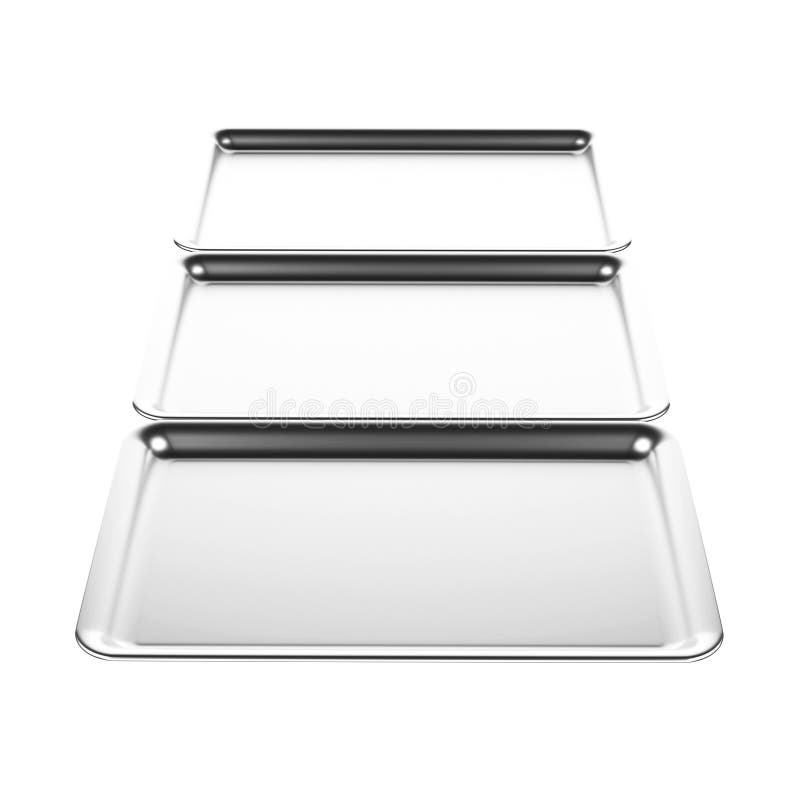 Shallow Stainless Steel Tray 3D. Stock Illustration - Illustration of ...