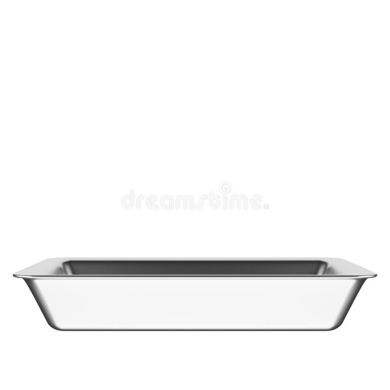 Shallow Stainless Steel Tray 3D. Stock Illustration - Illustration of ...