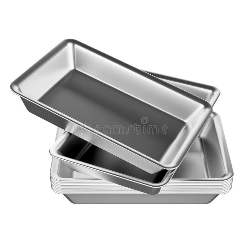Shallow Stainless Steel Tray 3D. Stock Illustration - Illustration of ...
