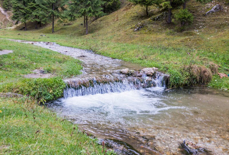 A Shallow Stream Flowing in the Lowlands at the Foot of the Carpathian ...