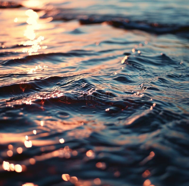 Shallow Surface of Water at Sunset Stock Image - Image of glowing ...