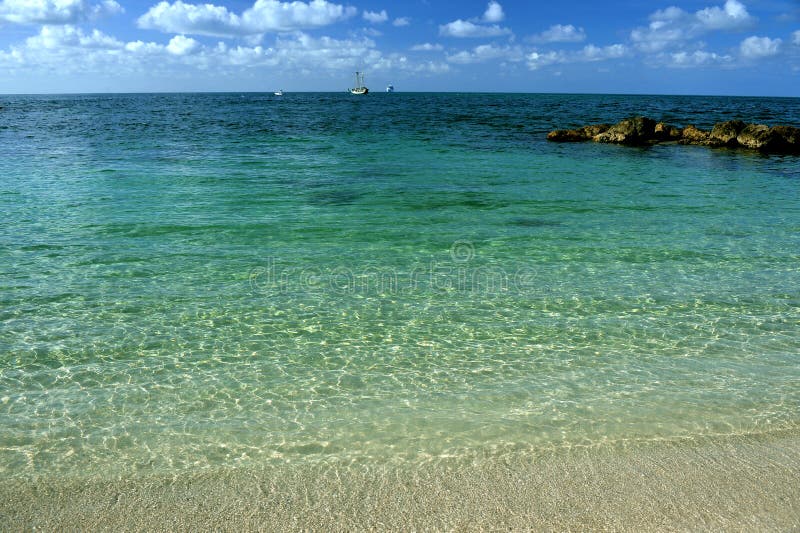 Shallow Tropical Water and Sandy Beach Stock Image - Image of crystal ...