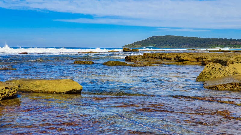 Shallow Water Near the Rocky Beach Stock Image - Image of holiday, blue ...