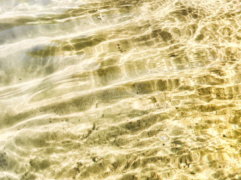 Shallow Water Ripples Over a Sandy Bottom with Sunlight Reflecting Off ...