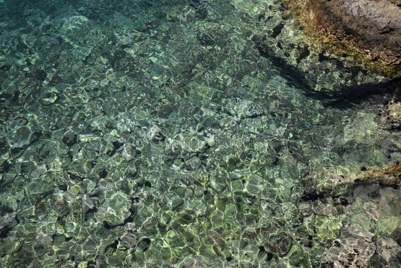 Shallow Water with Rocky Sea Bottom As Background, Top View Stock Photo ...