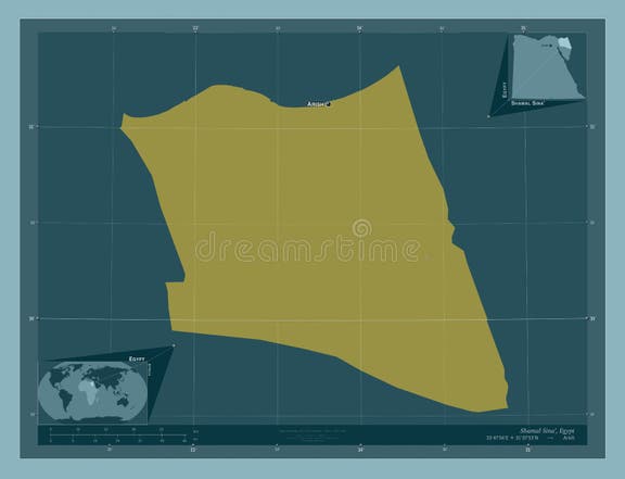Shamal Sina , Egypt. Solid. Labelled Points of Cities Stock ...