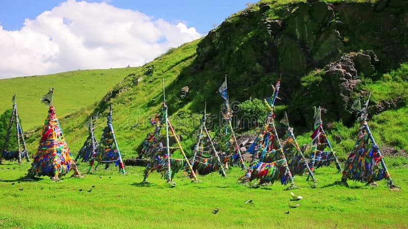 Shaman Adak Tree, Prayer S Flag Stock Video - Video of asian, shaman ...