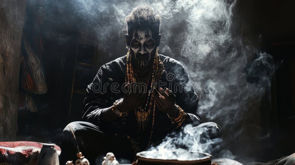 Shaman Communicates with Spirits Stock Illustration - Illustration of ...