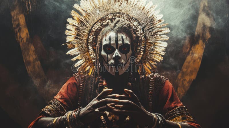 Shaman Communicates with Spirits Stock Illustration - Illustration of ...