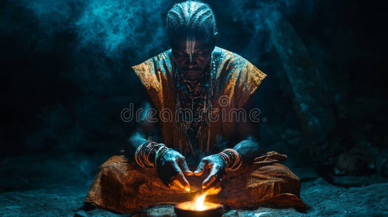 Shaman Communicates with Spirits Stock Illustration - Illustration of ...