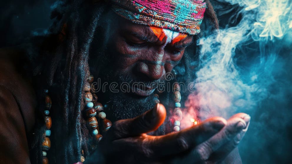 Shaman Communicates with Spirits Stock Illustration - Illustration of ...
