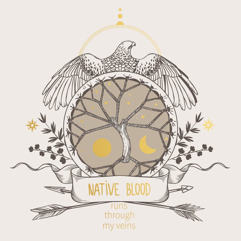 Native Blood Runs through My Veins. Vector Template Stock Vector ...