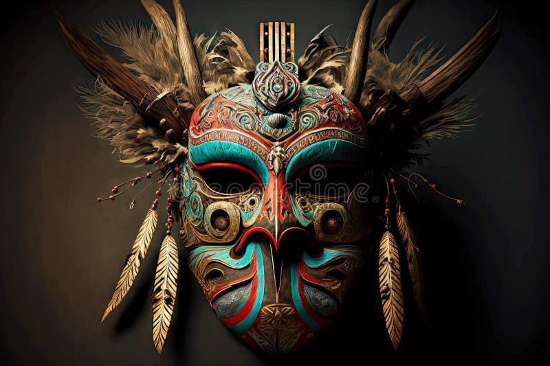 Shaman S Mask for Ritual Performances Stock Illustration - Illustration ...