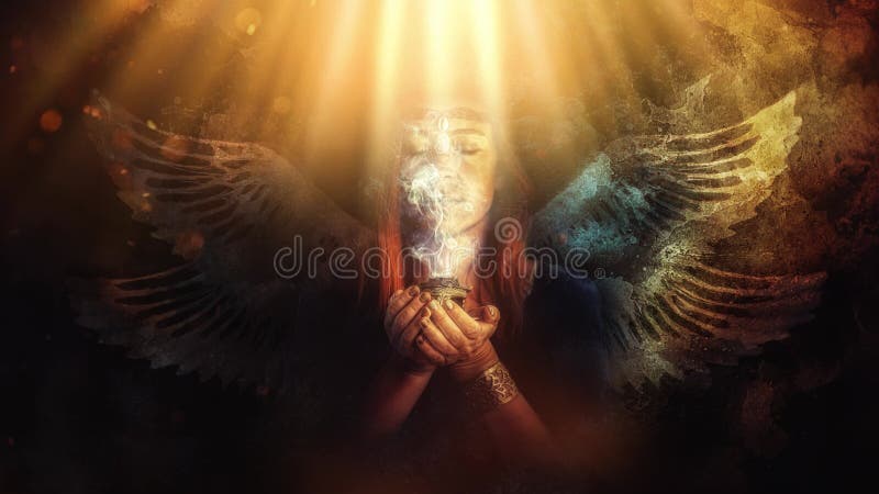 Shaman Woman Holding Incense, Incense in a Woman Hand. Stock Footage ...