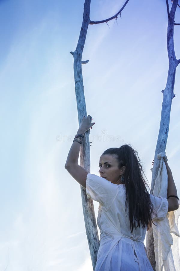 Shaman Woman Looking Backwards Stock Photo - Image of evening, indian ...