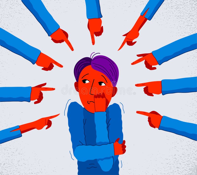 Shaming and Blaming Vector Concept, Hand Pointing Finger on Young Man ...