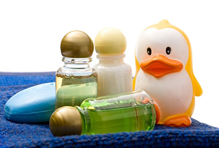 Shampoo bottles and duck stock image. Image of rubber - 22638293