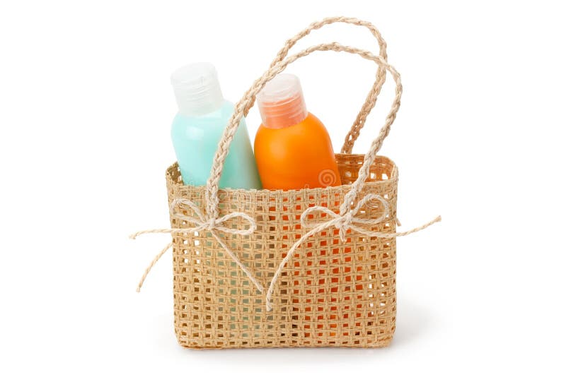 Shampoo and Conditioner in the Basket Stock Photo - Image of group ...