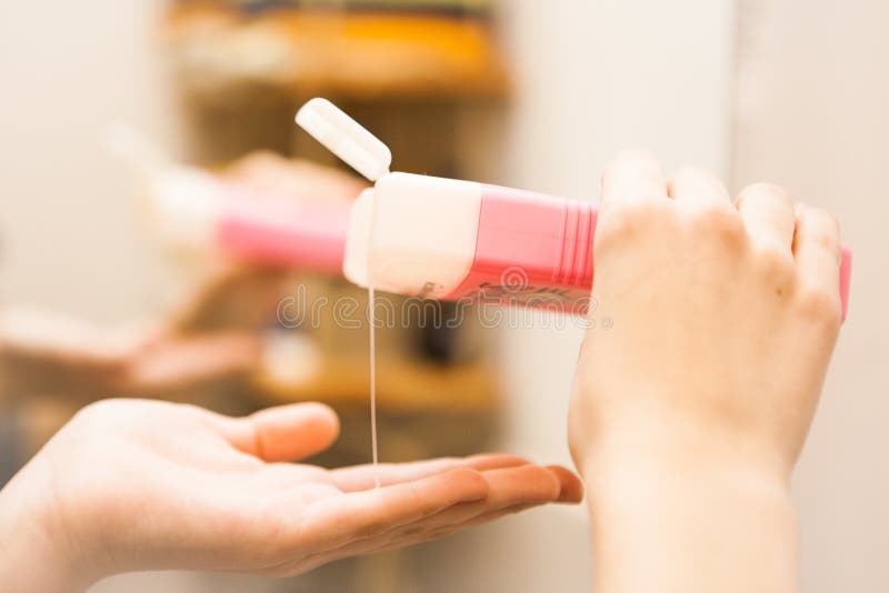Shampoo Flowing in the Hand, Close Up Stock Image - Image of faucet ...