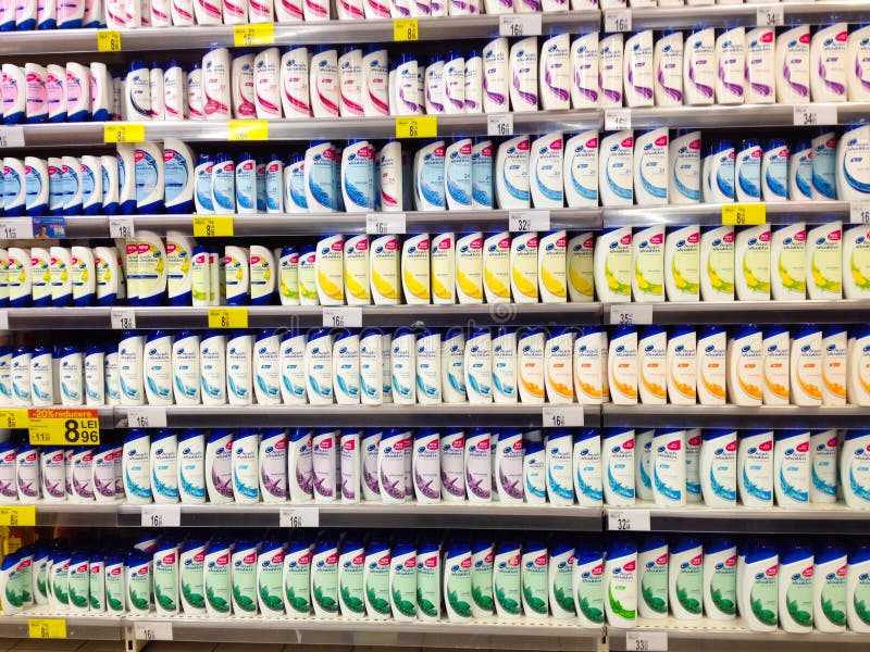 Shampoo shelves in store editorial photo. Image of bottles - 23731241