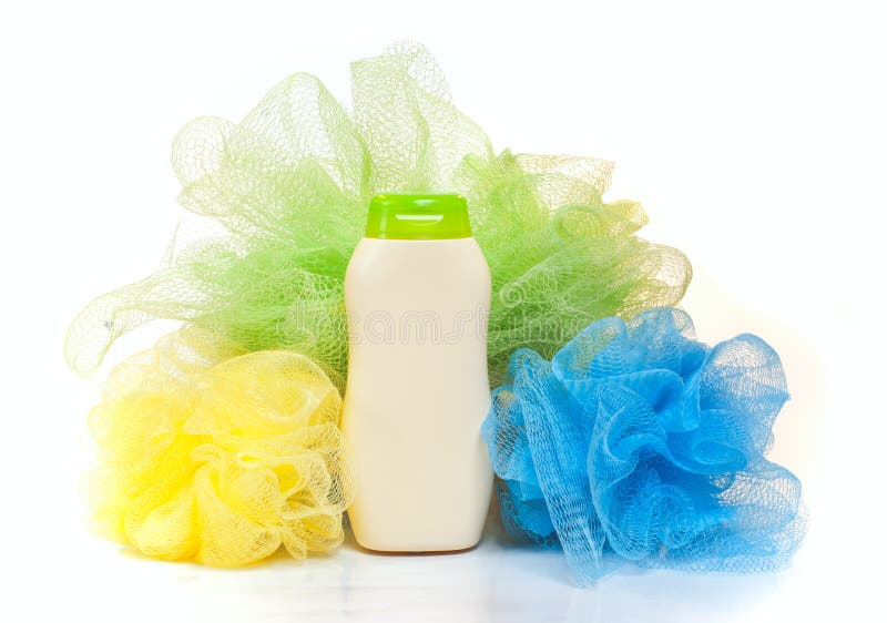 Shampoo and a sponge stock photo. Image of drying, cosmetics - 16740150