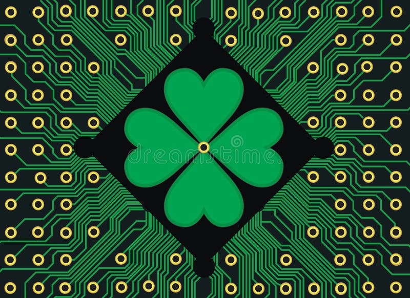 Shamrock Clover Elements Computer Holiday Four-leaf Hi-tech Clover with ...
