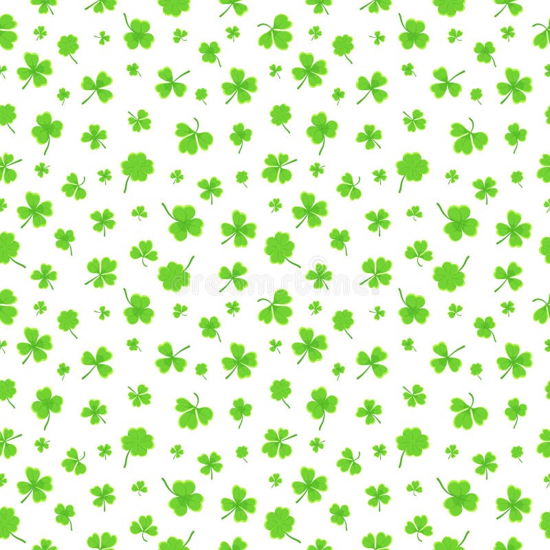 Shamrock or Clover Leaf Flat Design Green Seamless Pattern Falling ...