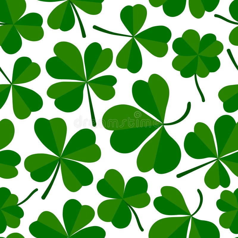 Shamrock or Clover Leaf Flat Design Green Seamless Pattern Falling ...