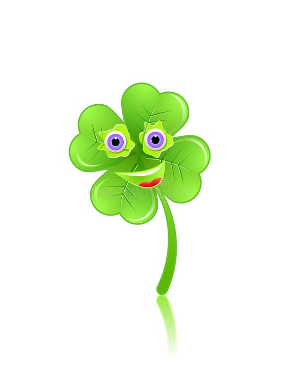 Shamrock Face with Eyes and Smile Stock Vector - Illustration of icon ...