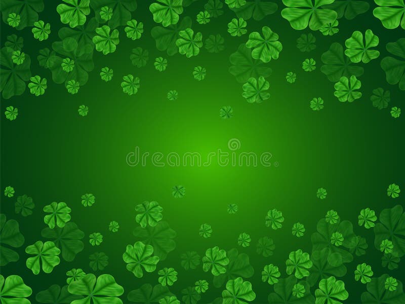 Shamrock Leaves Decorated On Glossy Green Background For St Patrick`s