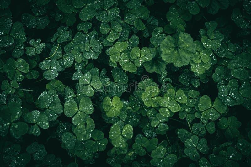Shamrock Pattern Texture with Rain Drops Stock Image - Image of close ...