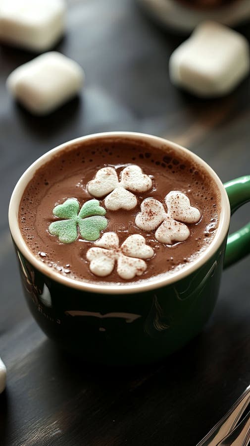 Shamrock-shaped Marshmallows Floating in Hot Chocolate. Pic Stock Image ...