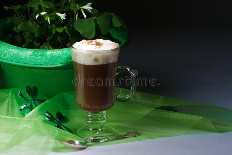 Shamrocks and Irish Coffee on Dark Stock Image - Image of shamrocks ...
