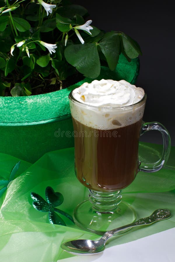 Shamrocks and Irish Coffee Dark Vertical Stock Image - Image of drink ...