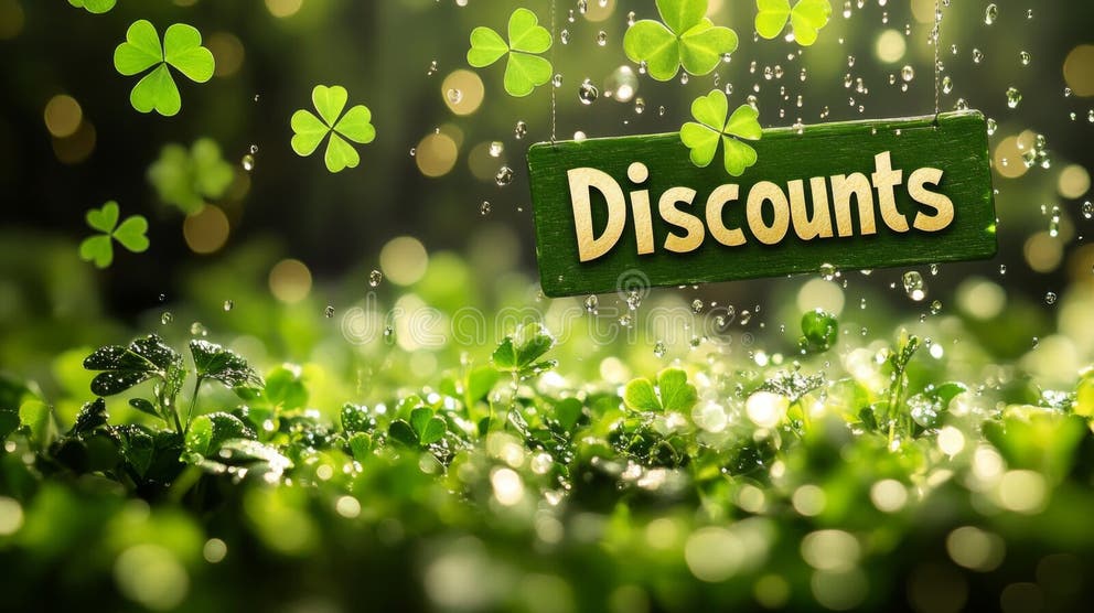 Shamrocks Raining Discounts Green Background Stock Illustration ...