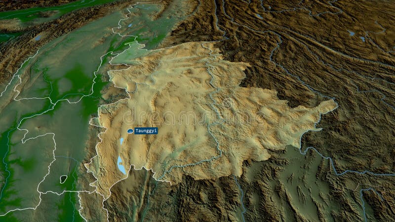 Shan, Myanmar - Highlighted with Capital. Physical Stock Illustration ...