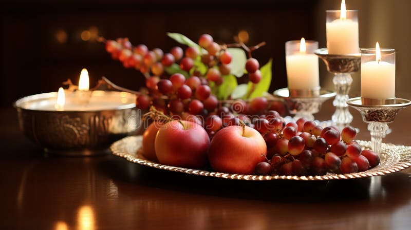 Shana Tova Blessings Being Recited with Reverence Stock Illustration ...