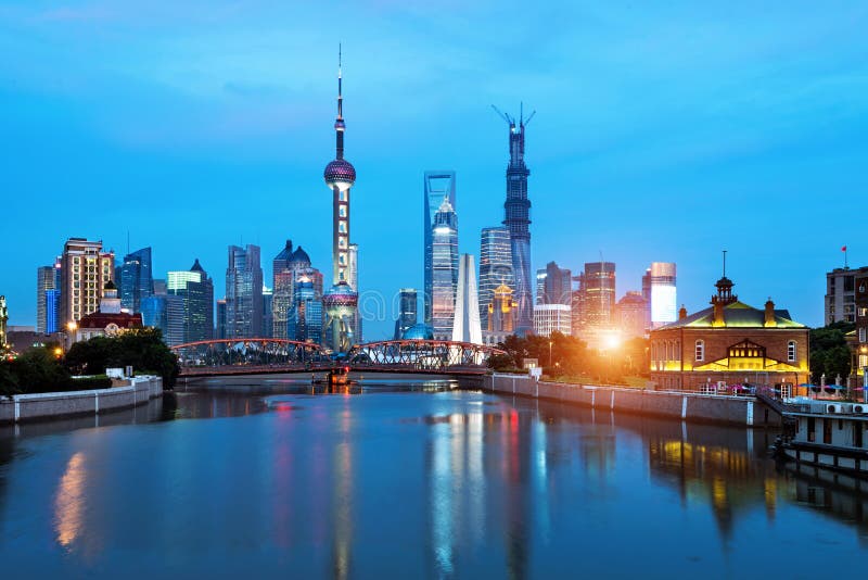 Shanghai stock photo. Image of blue, chinese, downtown - 36330122