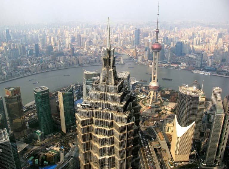Shanghai birdview editorial photography. Image of light - 43385072