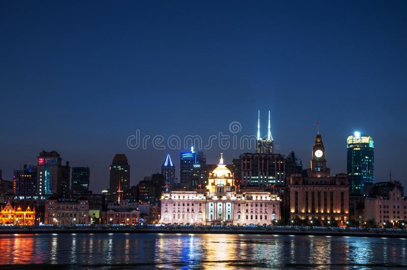 Night View at the Bund in Shanghai Stock Photo - Image of shanghai ...