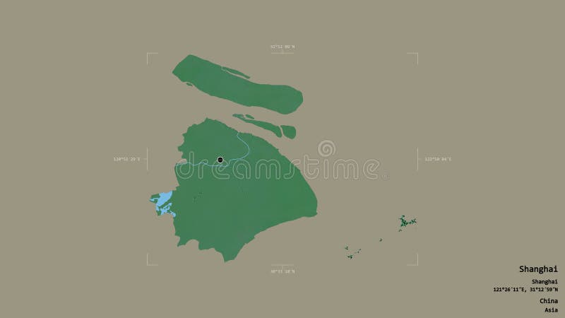 Shanghai - China. Bounding Box. Relief Stock Illustration ...