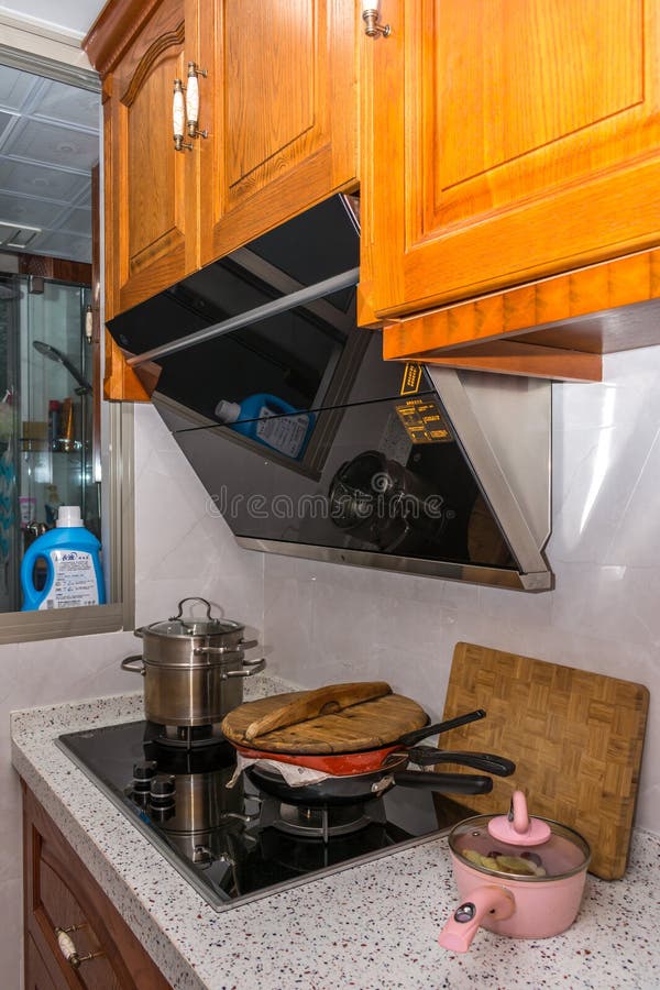 Shanghai, China - July 13, 2019: Kitchen Interior of a Chinese ...