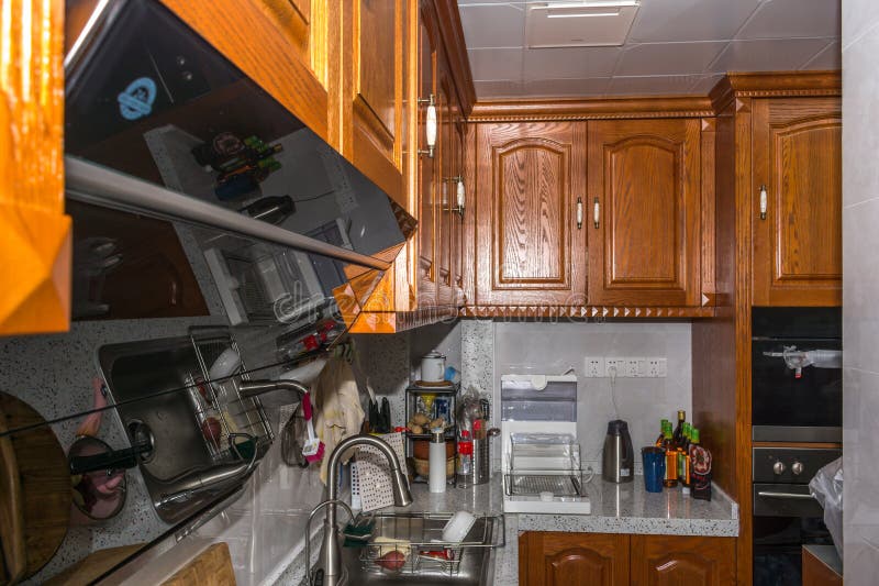 Shanghai, China - July 13, 2019: Kitchen Interior of a Chinese ...