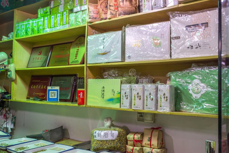 Shanghai, China - July 13, 2019: Packages of Tea in Tea a Tea Store ...