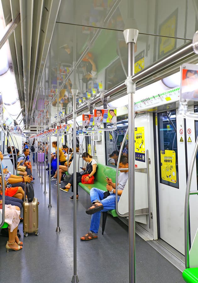 Subway Train Interior, Shanghai, China Editorial Stock Image - Image of ...